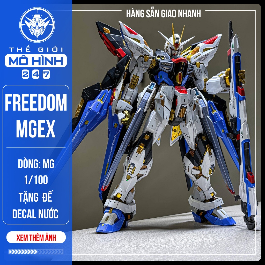 (Tặng đế + Decal nước) Mô hình lắp ráp MGEX Strike Freedom Fighter KO 1/100 | Shopee Việt Nam