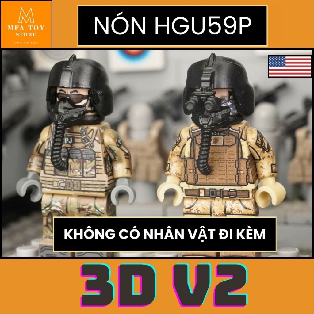 Đồ chơi lắp ráp swat army, mô hình lắp ghép quân sự -Trang bị in 3DV2 Nón phi công HGU59P No.566 ...