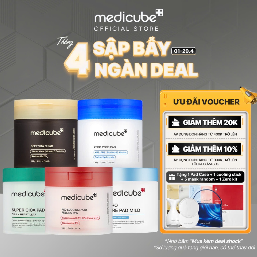 SET 5 TONER PAD (Zero Pore Pad+ Zero Pad Mild+ Cica Pad+ Succinic Pad+ ...