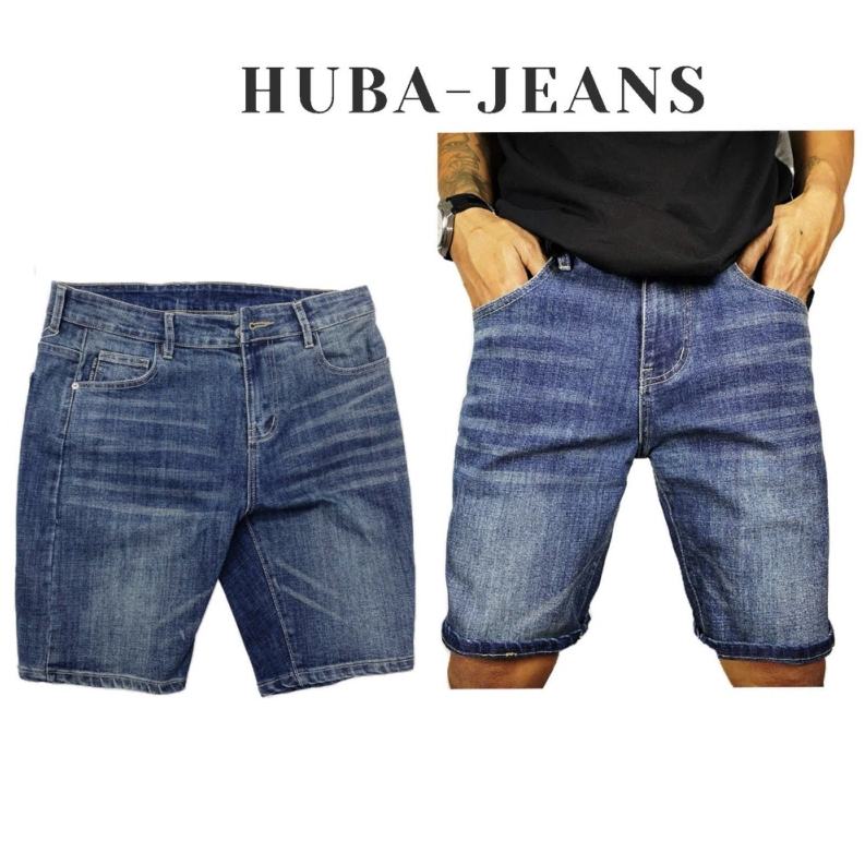 Quần jean HUBA-JEANS nam Sort XANH Wash form slimfit, mặc trẻ trung ...