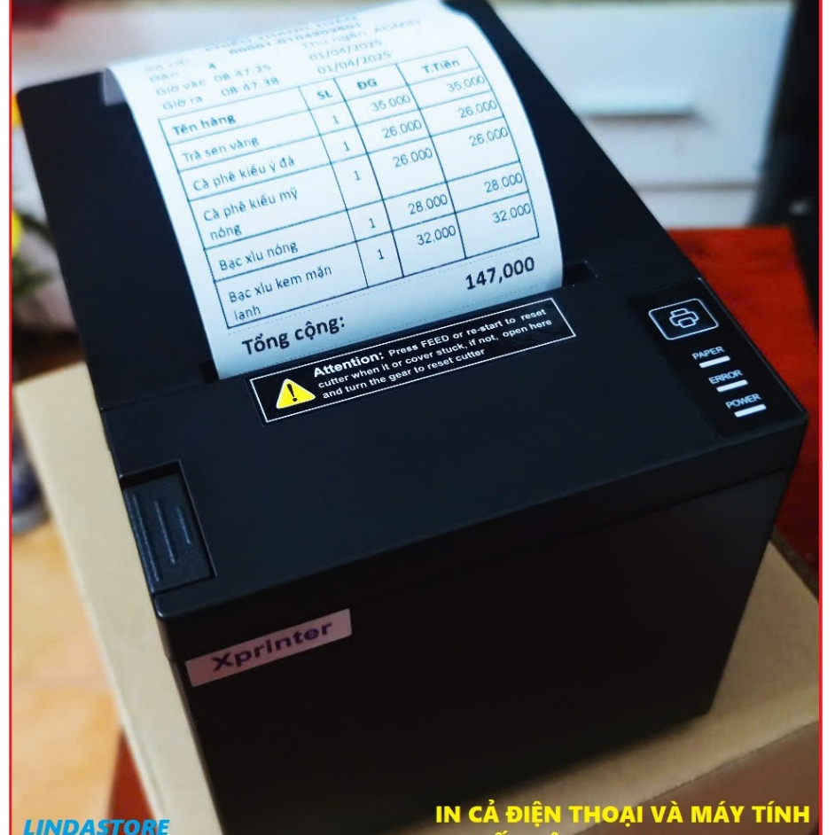 Máy in bill K80 Xprinter XP-Q807K cổng USB, LAN in hóa đơn khổ giấy K80 từ Điện Thoại và Máy ...