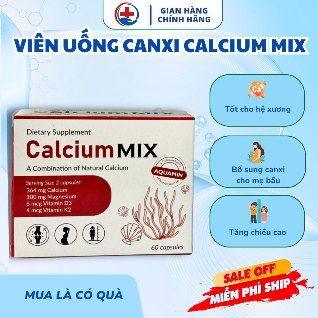 Viên Uống Canxi Calcium MIX_Bổ Sung Canxi,Magie,Vitamin D3 Cho Xương Chắc Khỏe & Ngăn Ngừa Loãng ...