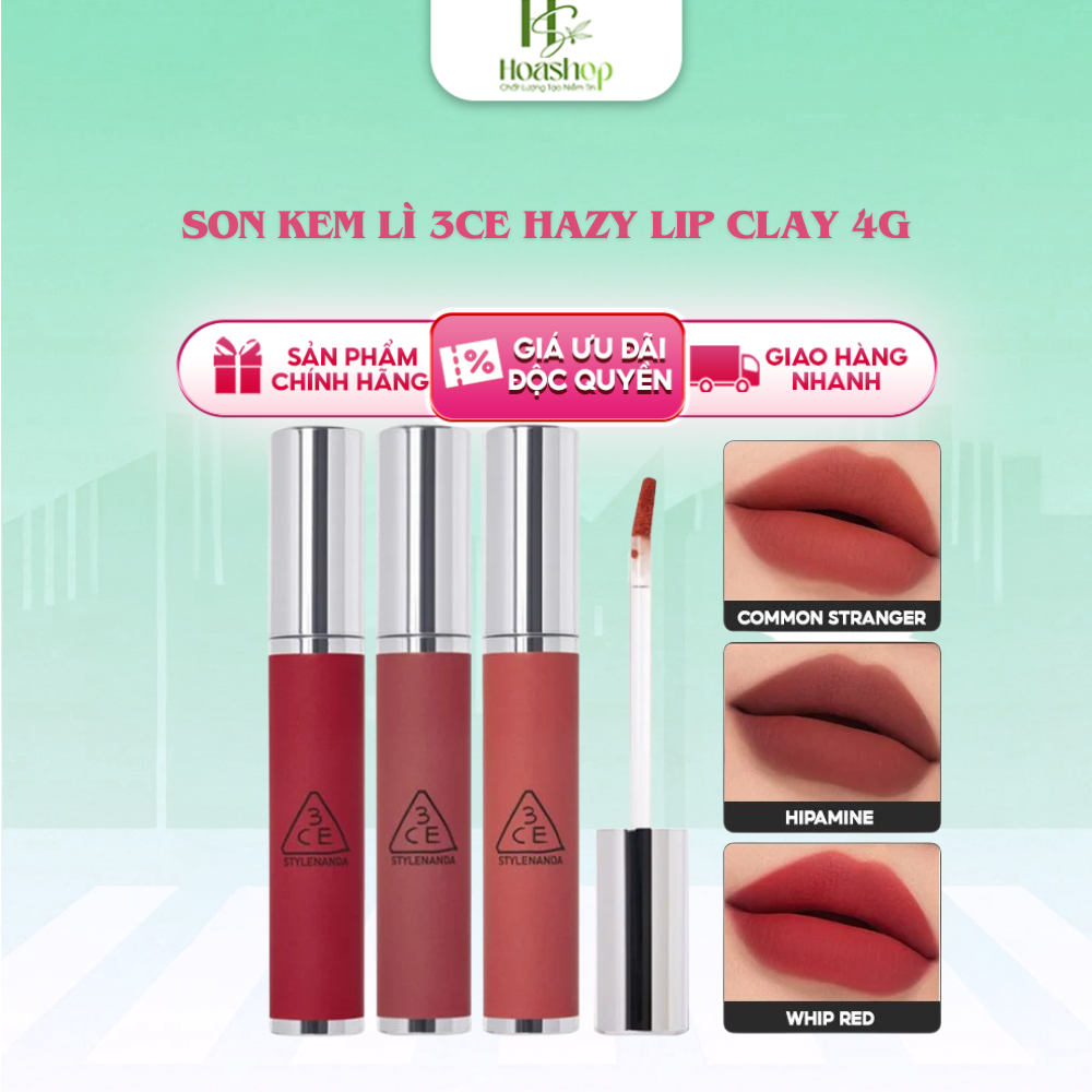 Son Kem Lì 3CE Hazy Lip Clay 4g | Shopee Việt Nam