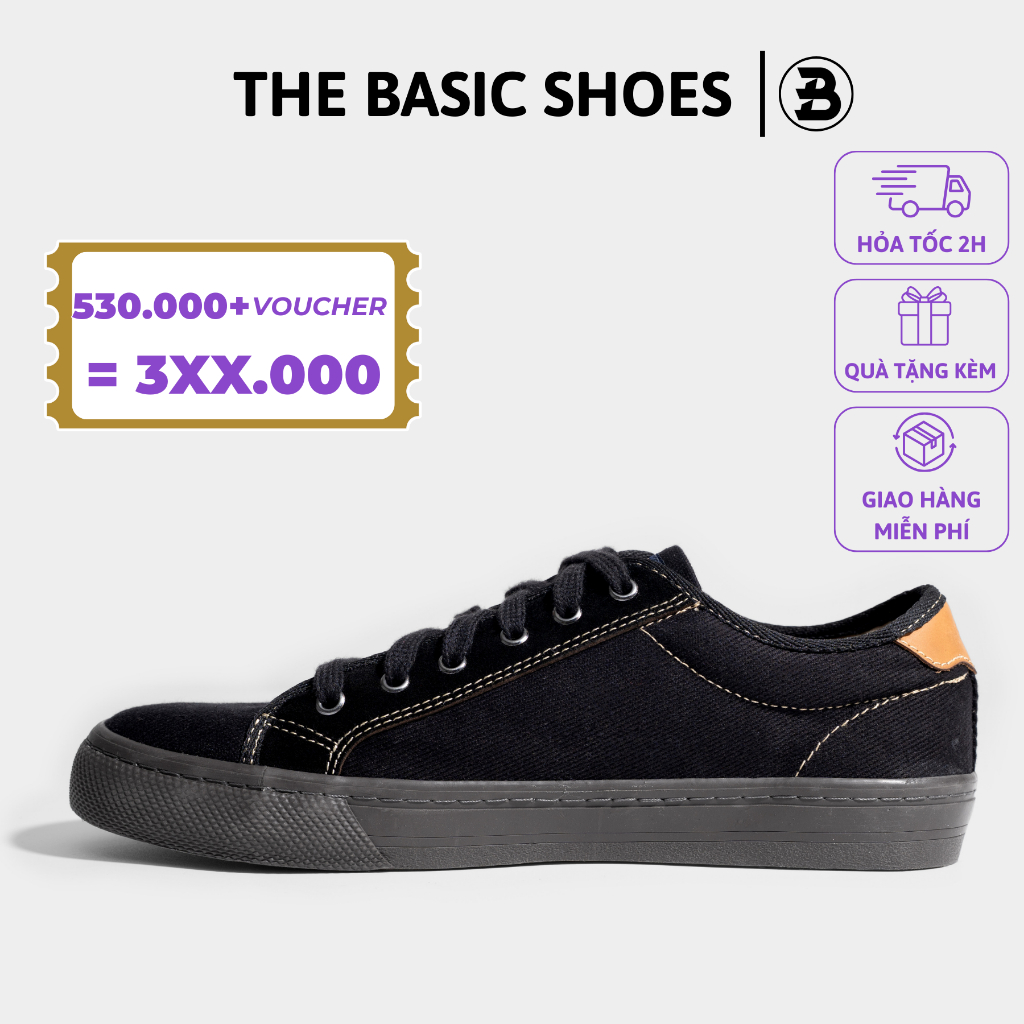 Giày Vải Canvas Nam Nữ BAS A01 Black – THE BASIC | Shopee Việt Nam