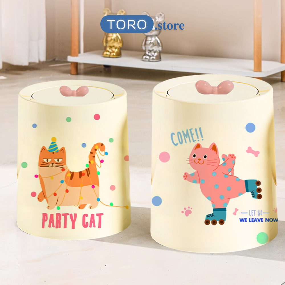 Thùng Rác 2 Lớp Có Nắp Lật Đậy Kín, Thùng Đựng Rác Hình Mèo Dễ Thương ...