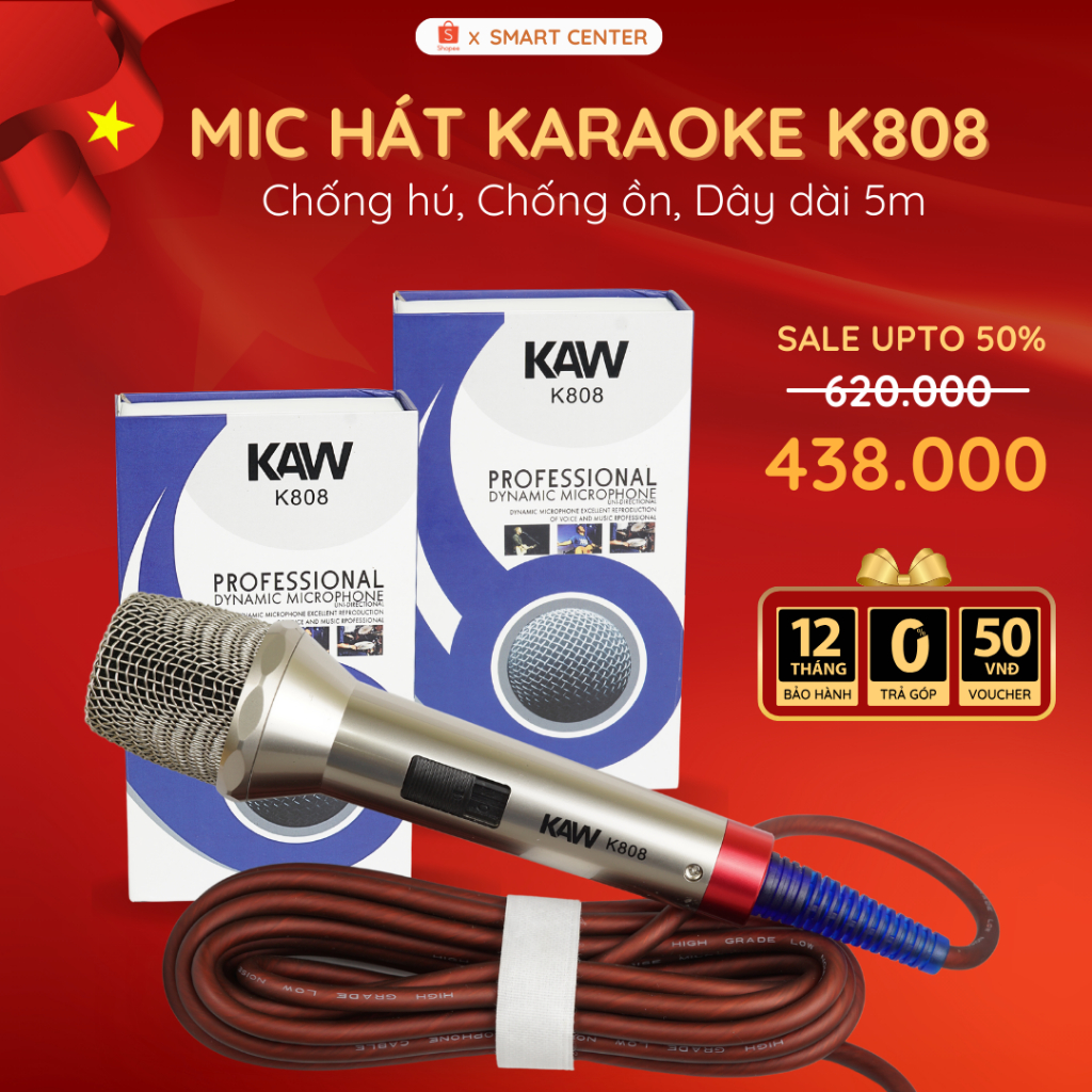Micro Karaoke KAW K808/K820 Chống Hú, Lọc Âm, Hát Hay, Dây Dài 5m, Sử Dụng Trong Gia Đình ...