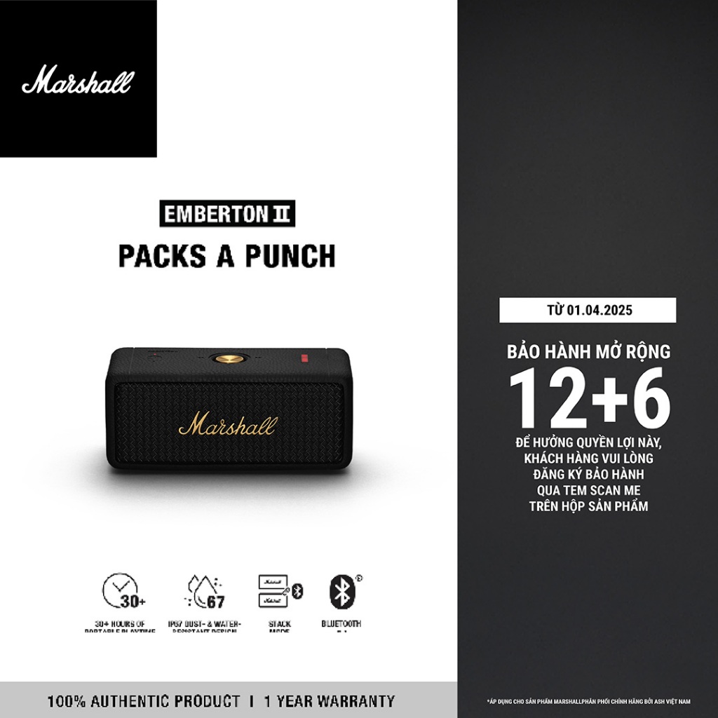 Loa Marshall Bluetooth EMBERTON II Portable - Pin đến 30h - Bảo Hành ...