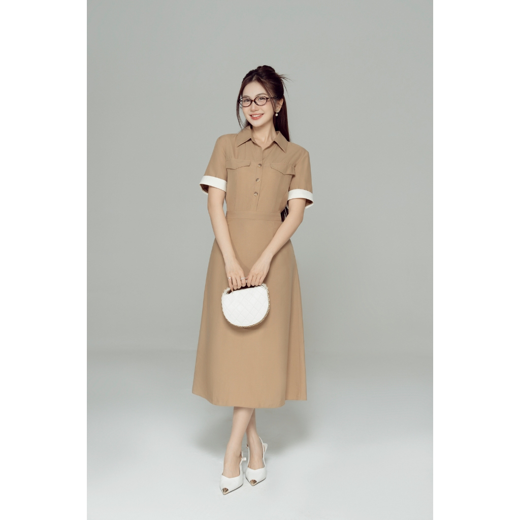 Đầm tay ngắn dáng dài Eva de Eva 25SDKT013N | Shopee Việt Nam