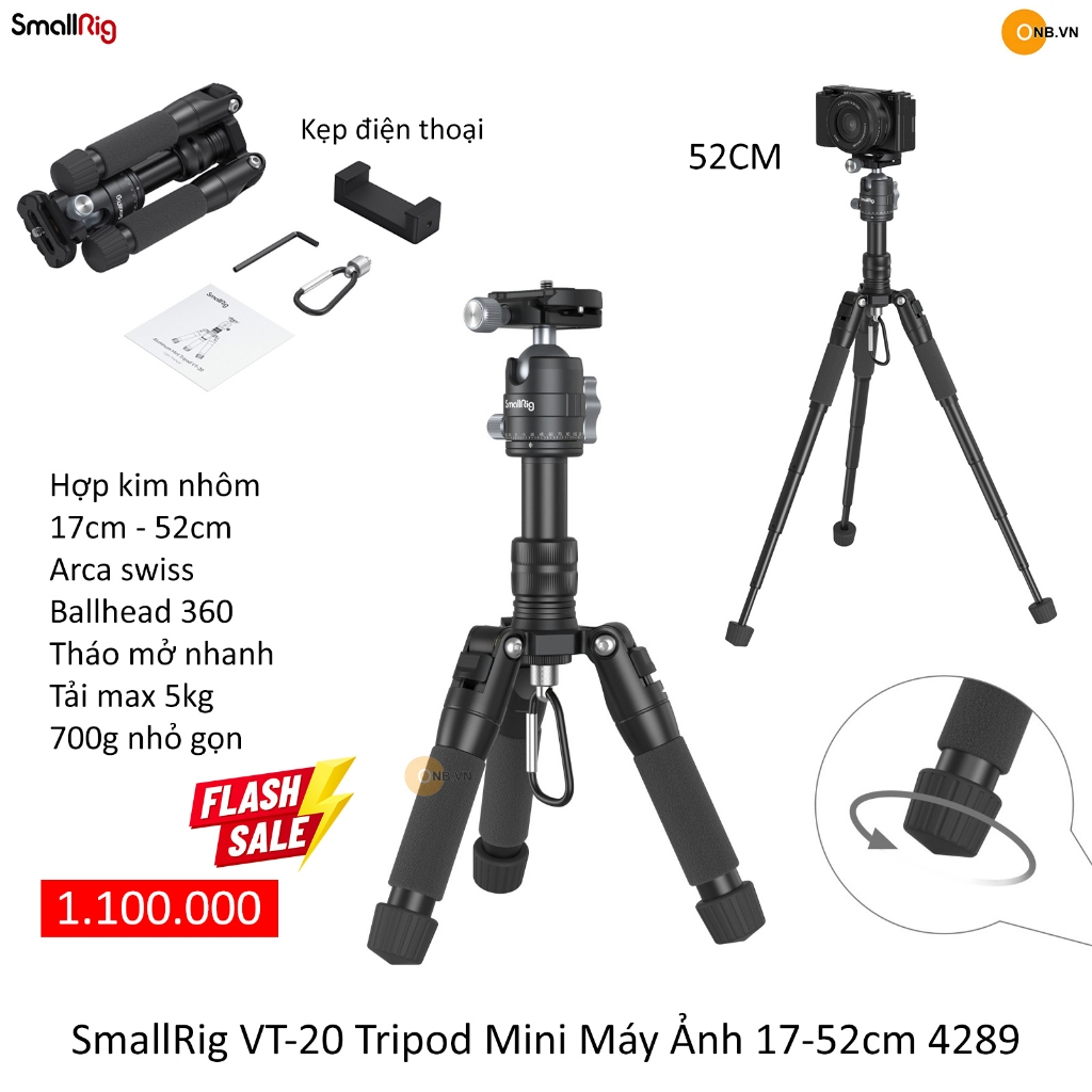 Small-Rig VT-20 Tripod Mini nhỏ gọn cho Máy Ảnh 17-52cm 4289 | Shopee ...