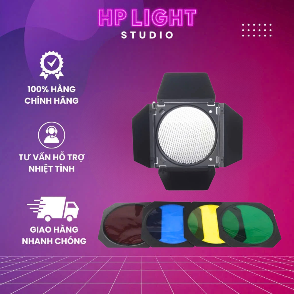 Bộ chóa + Bộ Bandoor cắt sáng, gom sáng 4 gell màu, chuyên dùng quay ...