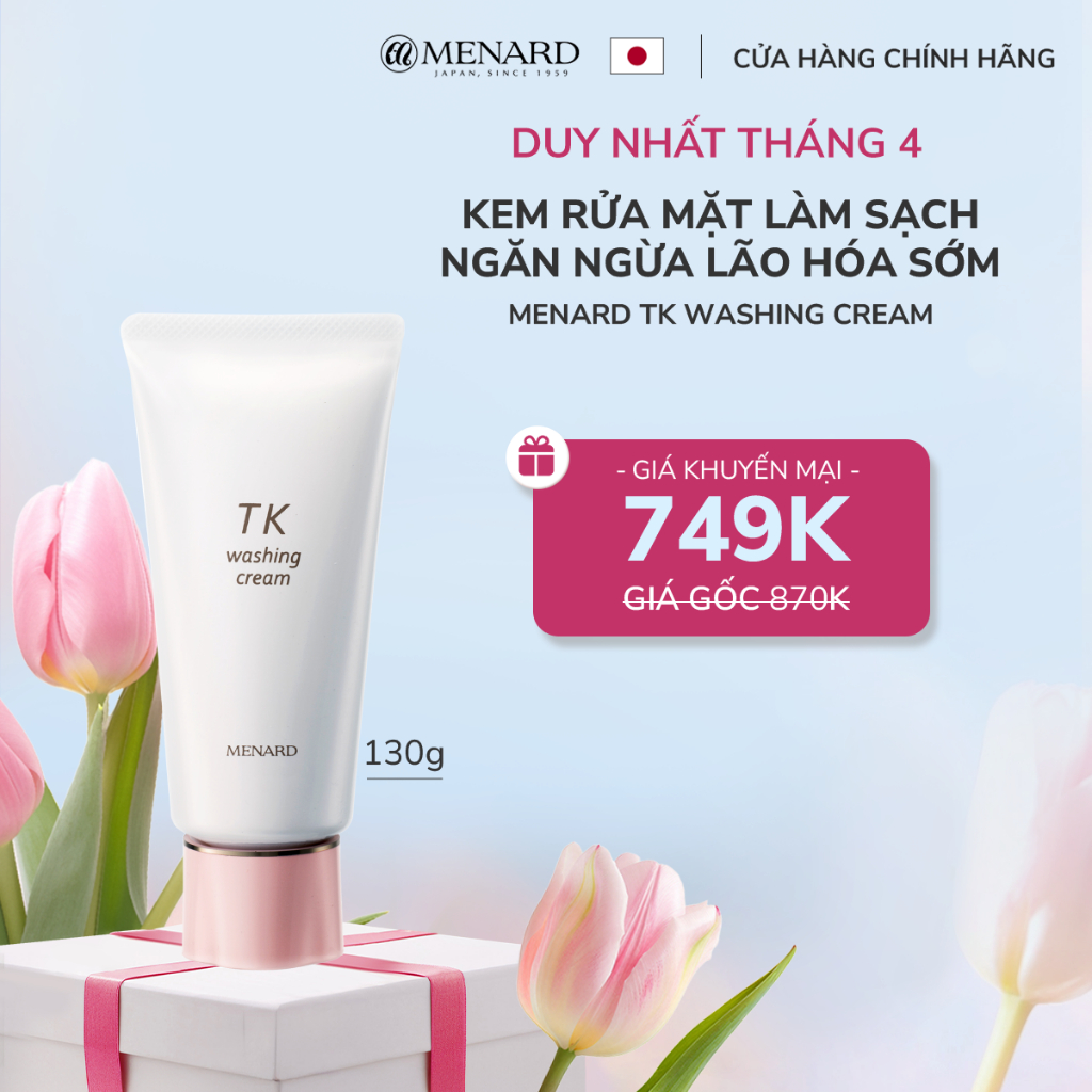 Sữa rửa mặt Menard TK Washing Cream, làm sạch sâu trong lỗ chân lông, loại bỏ bụi bẩn và bã nhờn ...