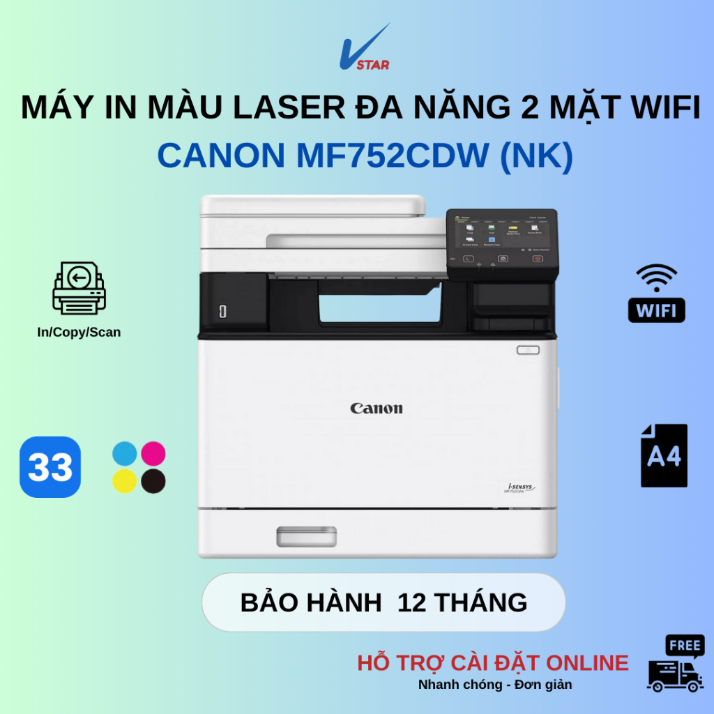 Máy in màu Laser đa chức năng Canon MF752CDW(NK) - In Copy Scan 2 mặt ...