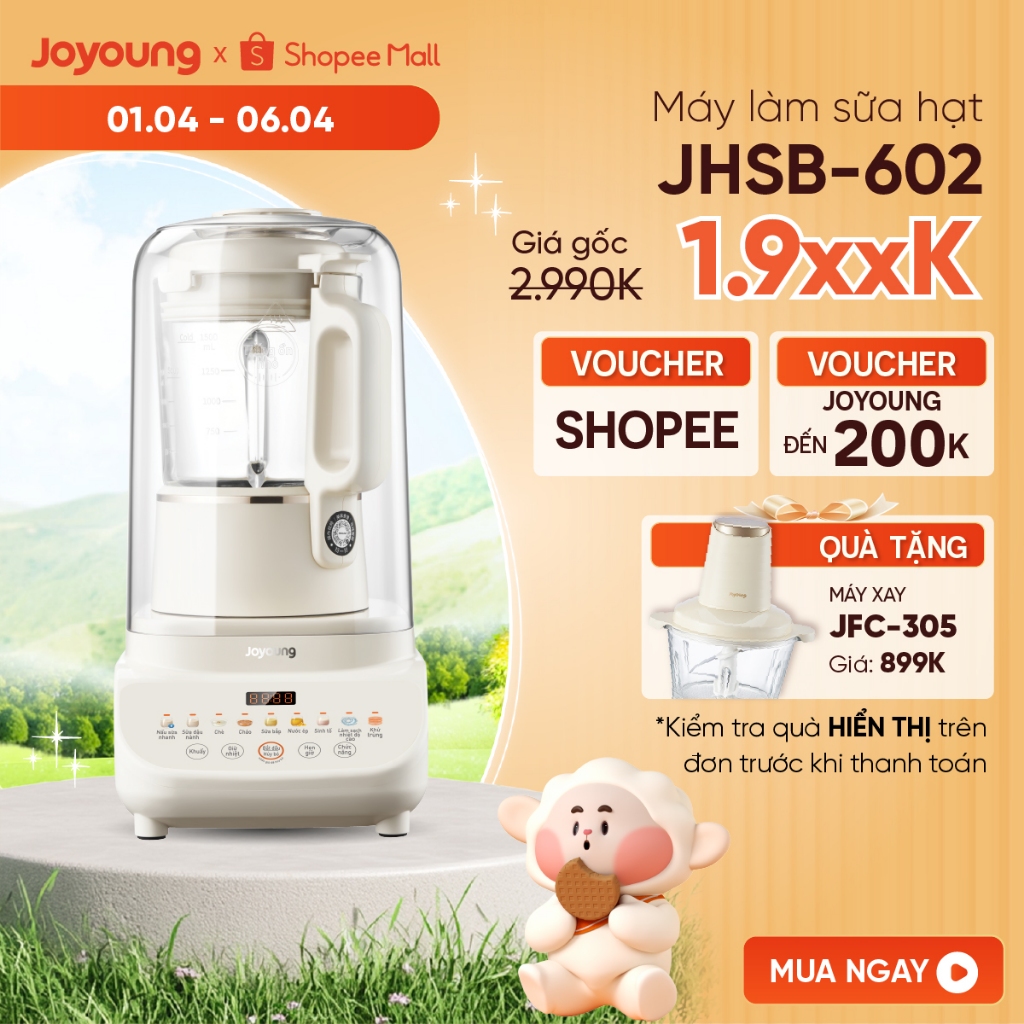[1-6/4 TẶNG MÁY XAY] Máy làm sữa hạt đa năng Joyoung JHSB-602 | Công suất 1000W | 12 chức năng ...