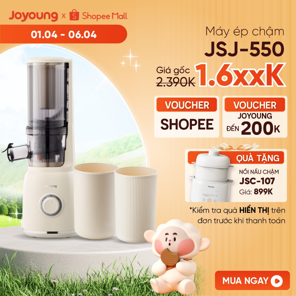 [TẶNG NỒI NẤU CHẬM] Máy ép chậm Joyoung JSJ-550 | Dung tích 800ml | Công suất 120W | Shopee Việt Nam