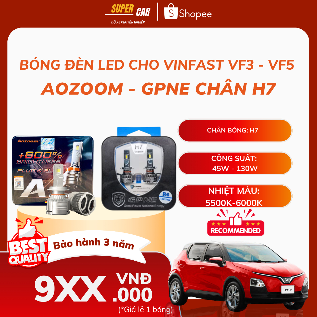[VF3 - VF5] Bóng Led Aozoom / GPNE H7 Phù Hợp Lắp Cho VINFAST VF3 - VF5 ...