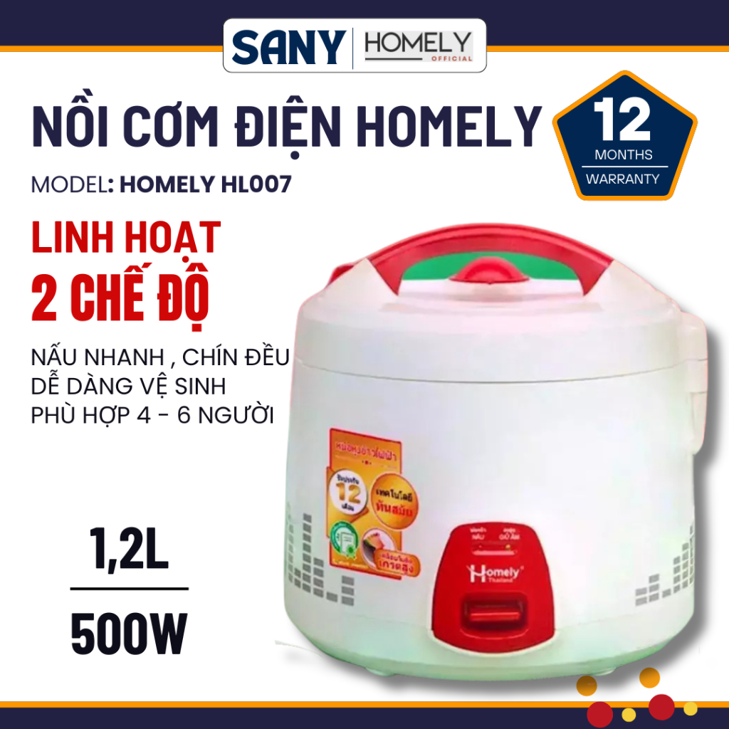 Nồi cơm điện gia đình Homely HL-008, dung tích 1.8l nồi nấu đa năng tặng kèm vỉ hấp tiện dụng ...