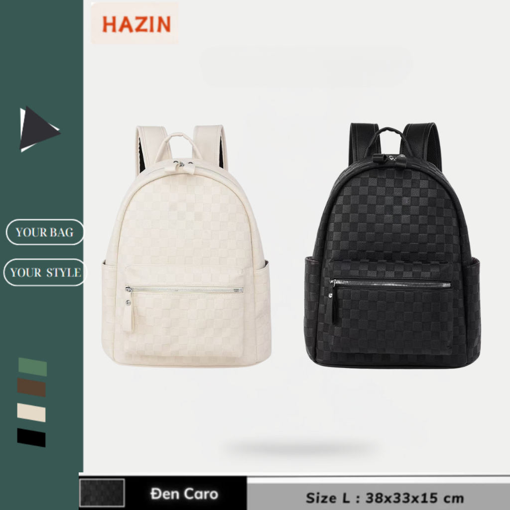 Balo da PU Hazin đi học đi chơi kiểu dáng Basic cho nam nữ, 38x32x15 cm Backpack da balo BL 661 ...