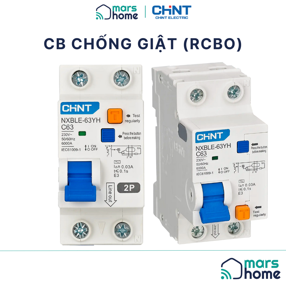 (Mẫu mới) RCBO, CB chống giật, Aptomat chống giật CHINT chính hãng - 1P, 2P, 3P 10A - 63A ...