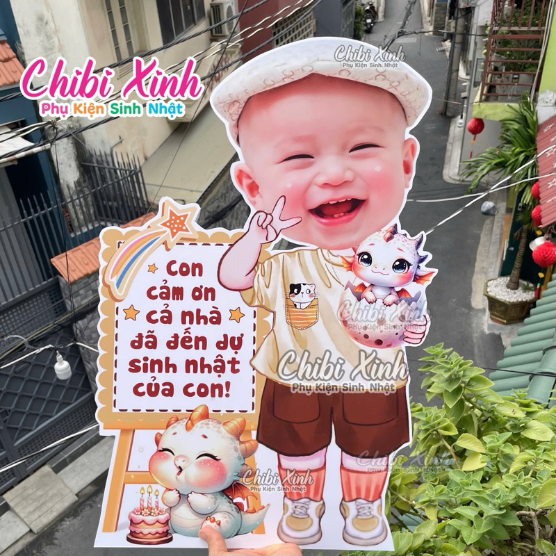 chibi sinh nhật kèm bảng cảm ơn cho bé trai | Shopee Việt Nam