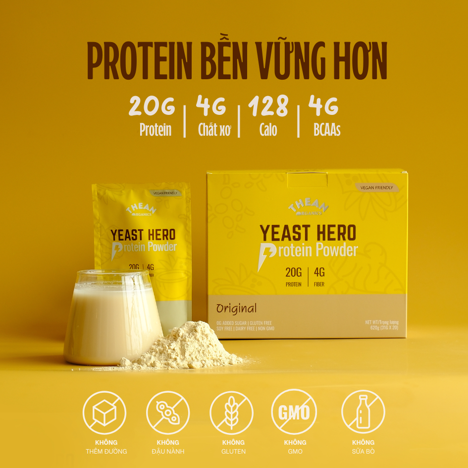 Bột đạm Yeast Hero Protein Powder Original The An Organics | Shopee ...