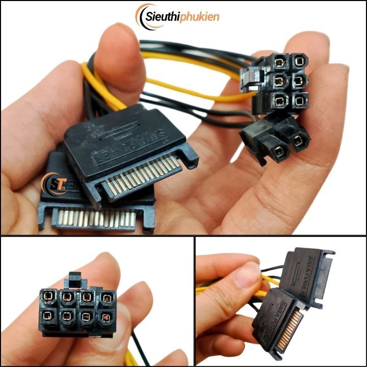 Cáp nguồn 2 SATA sang 8Pin PCI-e Card VGA, Cáp chuyển nguồn vga 8 pin ...
