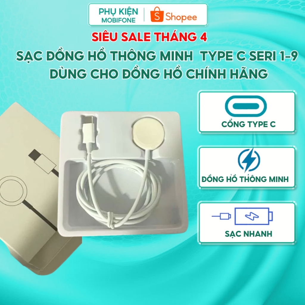 Sạc đồng hồ thông minh watch dây typeC dành cho seri 1 -8 chỉ đồng hồ chính hãng mới sạc được ...
