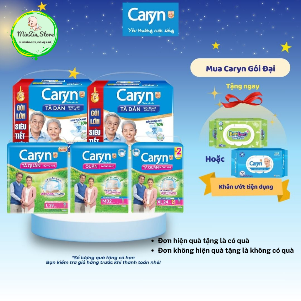 [Combo 2 bịch] Tã dán Caryn size M 40 miếng và L 40 miếng cho người già ...