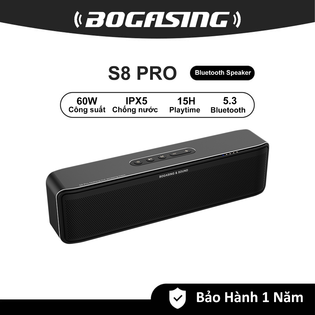 Loa Bluetooth BOGASING S8 PRO 60W, Chống nước IPX5, Công nghệ DSP, EQ, hỗ trợ TWS, Thẻ TF, AUX ...