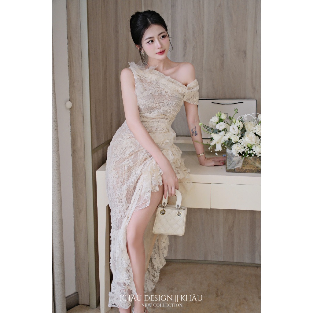 Đầm thiết kế Khâu DESIGN ren body xẻ sang chảnh | Shopee Việt Nam