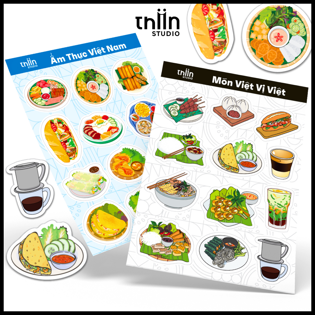 Sticker Việt Nam chủ đề ẩm thực THIIN STUDIO, sticker chống nước, hình ...