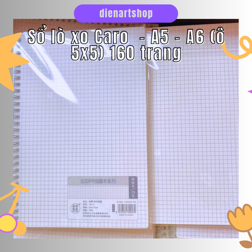 Sổ lò xo Caro A5 - A6 (160 trang)n - Sổ lò xo kép bìa nhựa trong 2 mặt ...