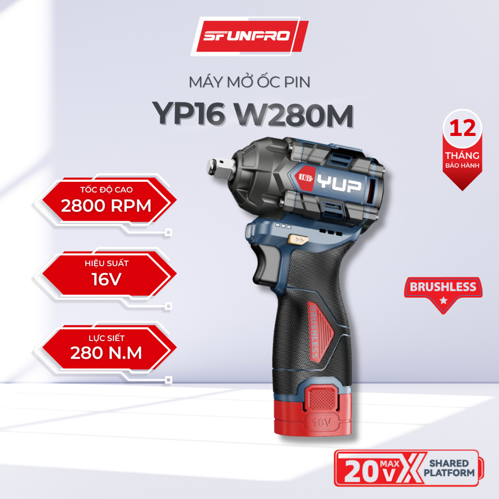 Máy Mở Ốc Pin YP16 W280A YUPAI - Siết Mạnh, Động Cơ Không Chổi Than ...