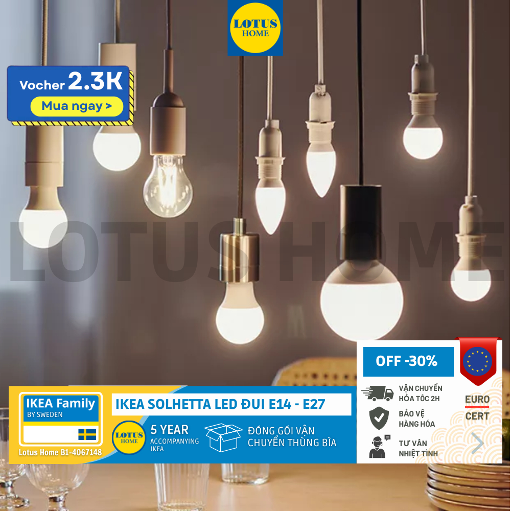 IKEA Bộ 2 bóng đèn LED E14, E27 SOLHETTA IKEA | Shopee Việt Nam
