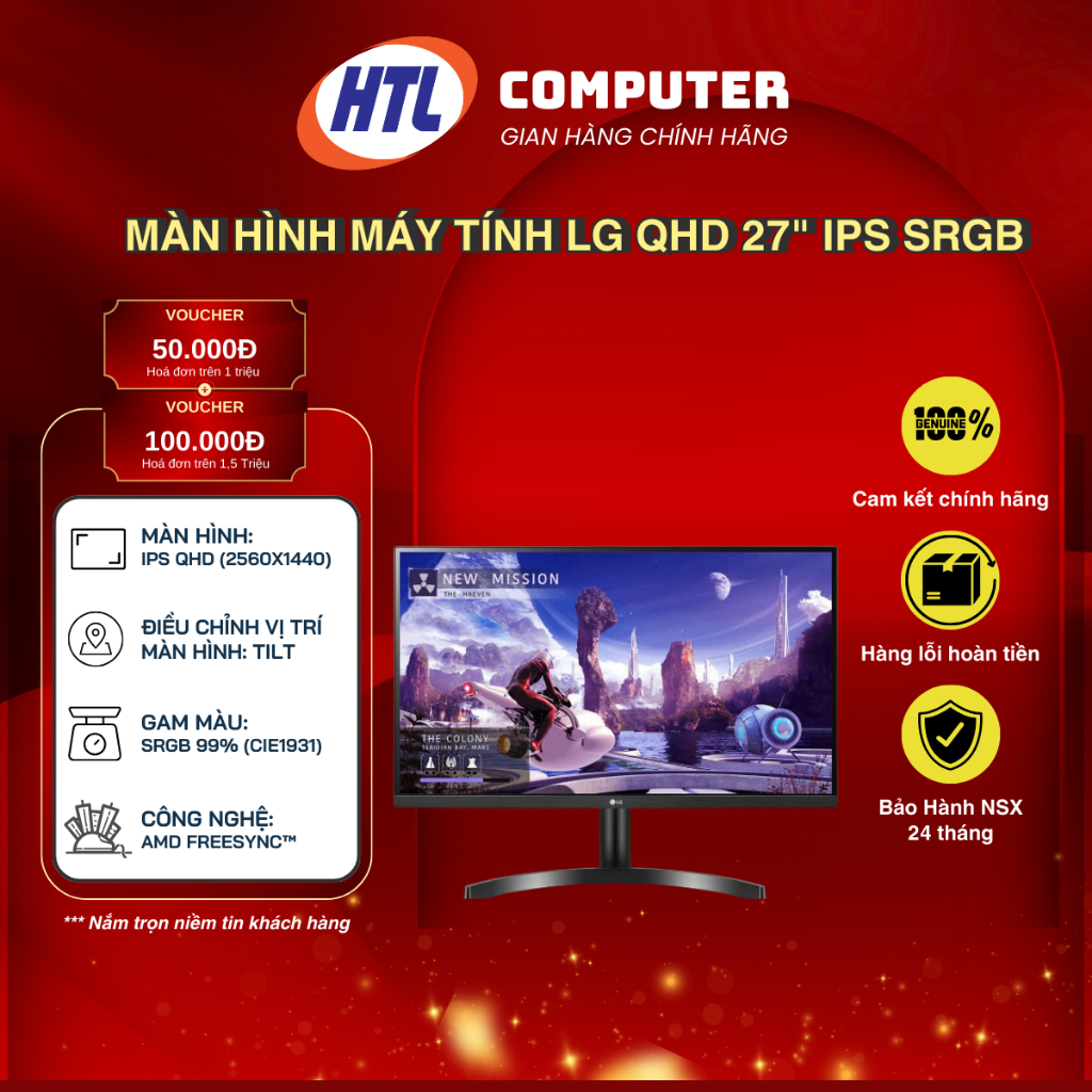 Màn hình máy tính LG QHD 27" IPS sRGB over 99% HDR 27QN600-B | Shopee Việt Nam