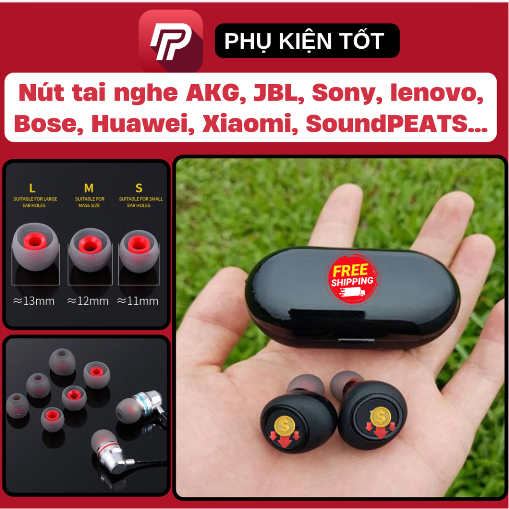 Bộ nút tai nghe tròn đỏ dành cho tất cả các loại tai nghe AKG, JBL, Sony, lenovo, Bose, Huawei ...