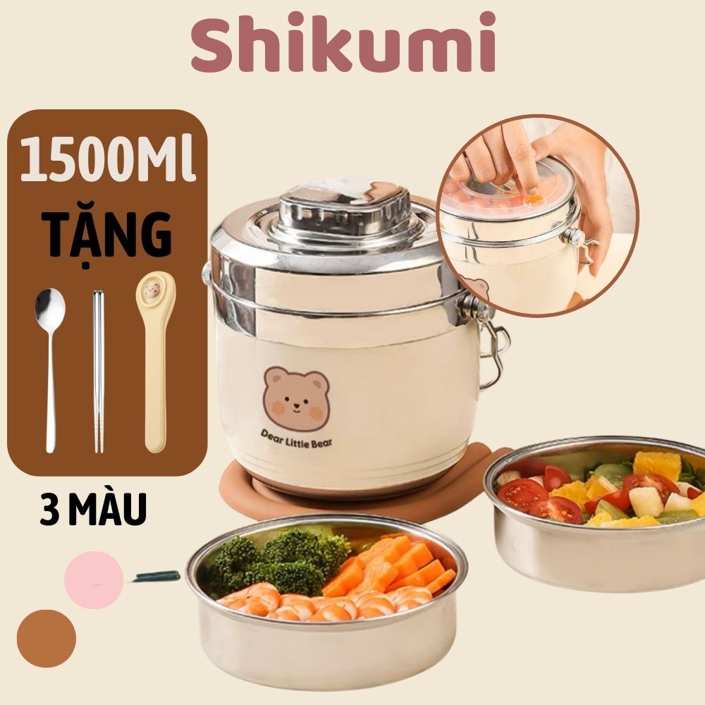Hộp đựng cơm giữ nhiệt 1500ml Shikumi Cặp lồng inox đựng cơm giữ nhiệt ...