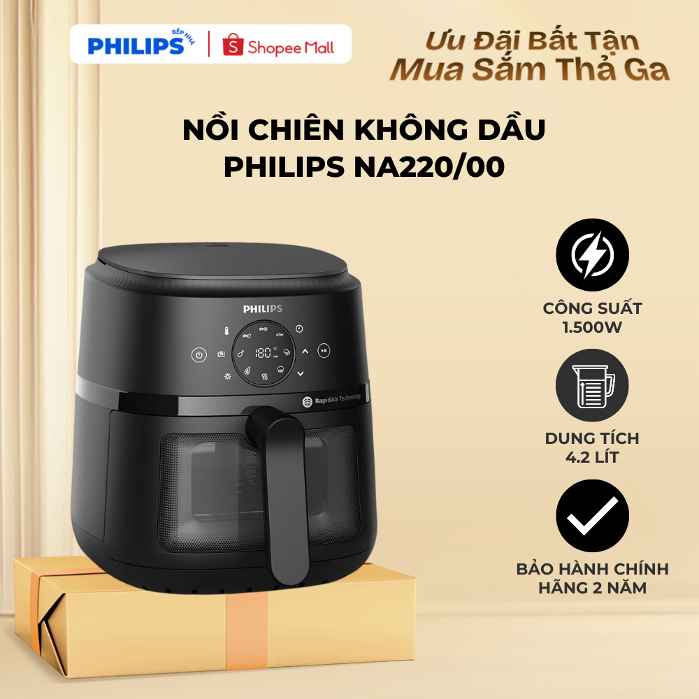 Nồi chiên không dầu Philips NA220/00 (1500W - 4.2L) | Shopee Việt Nam