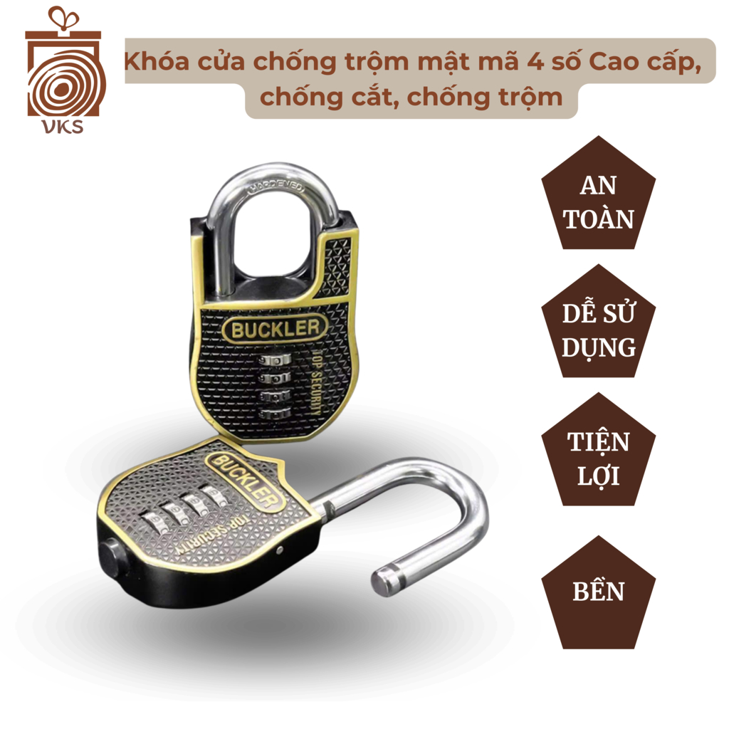 [Hỏa tốc HCM] Ổ khóa mật mã 4 số cao cấp Blucker, chống cắt, chống nước ...