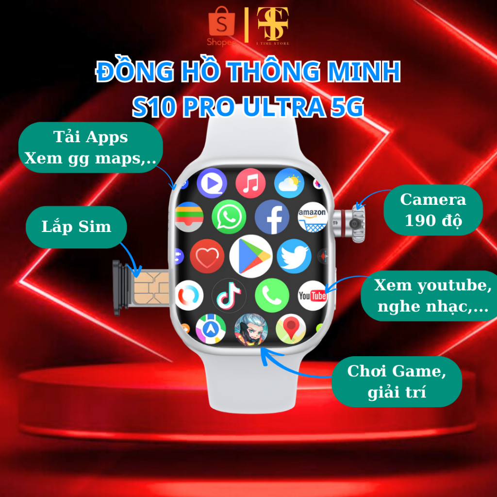 ĐỒNG HỒ THÔNG MINH LẮP SIM S10 Pro Ultra 5G nghe gọi, tải ứng dụng ...