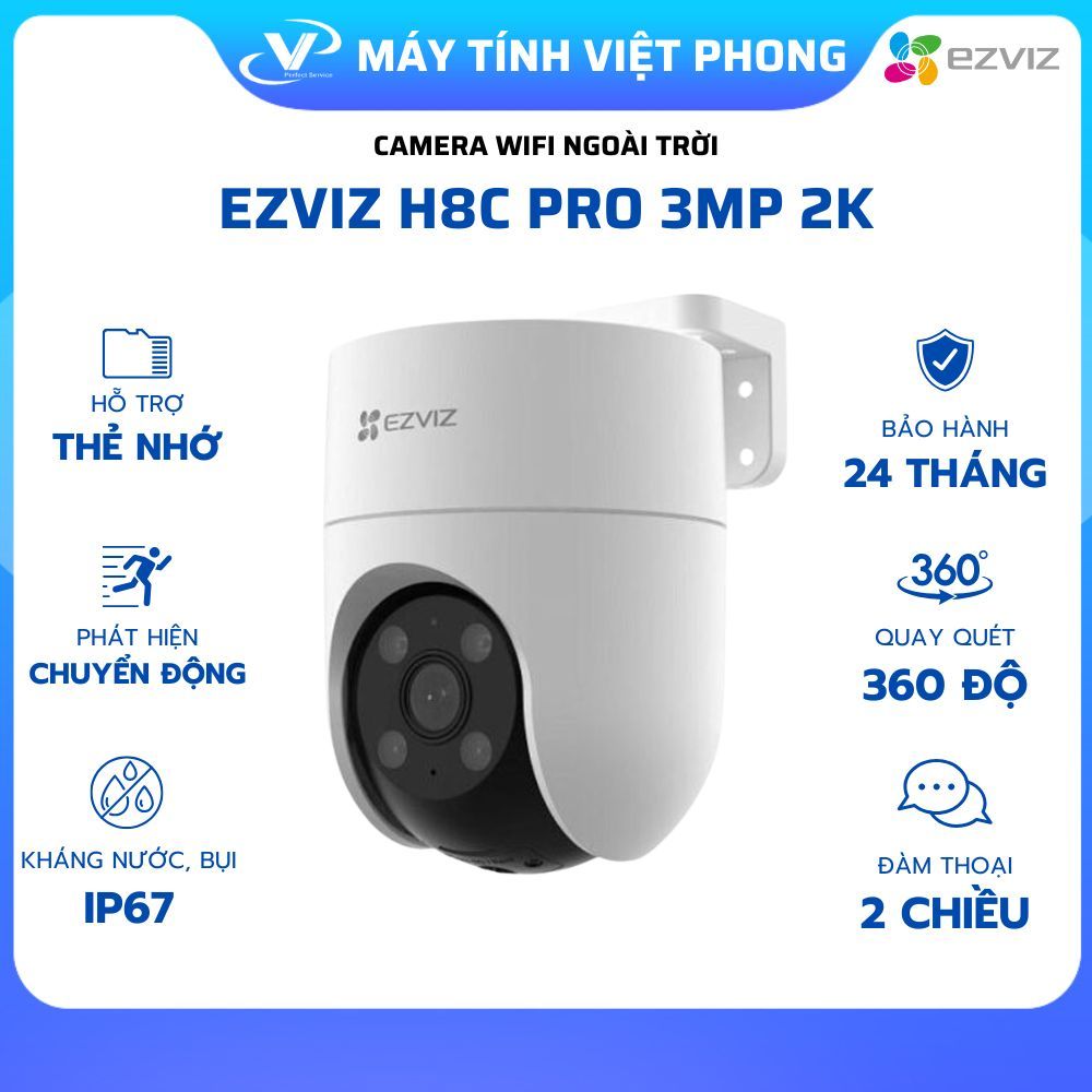 [FULL VAT] CAMERA WIFI QUAY QUÉT NGOÀI TRỜI EZVIZ H8C PRO 3MP 2K BẢO HÀNH 24 THÁNG | Shopee Việt Nam