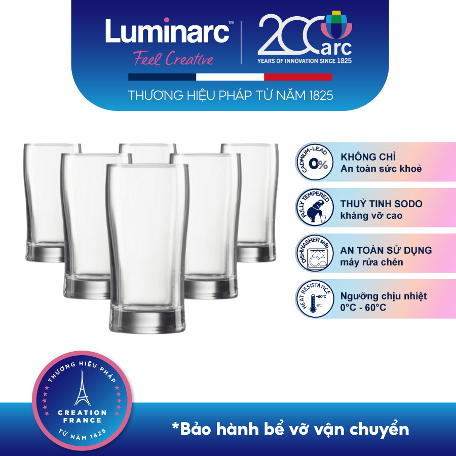 Bộ 6 Ly Thuỷ Tinh Arcoroc Luminarc Cao Fillon 240ml - LUFID0545 ...