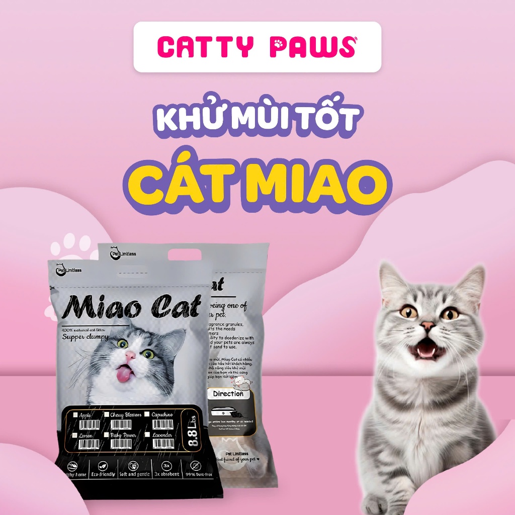 Cát vệ sinh cho mèo MIAO Cat siêu vón cục và khử mùi 17.6l | Shopee ...