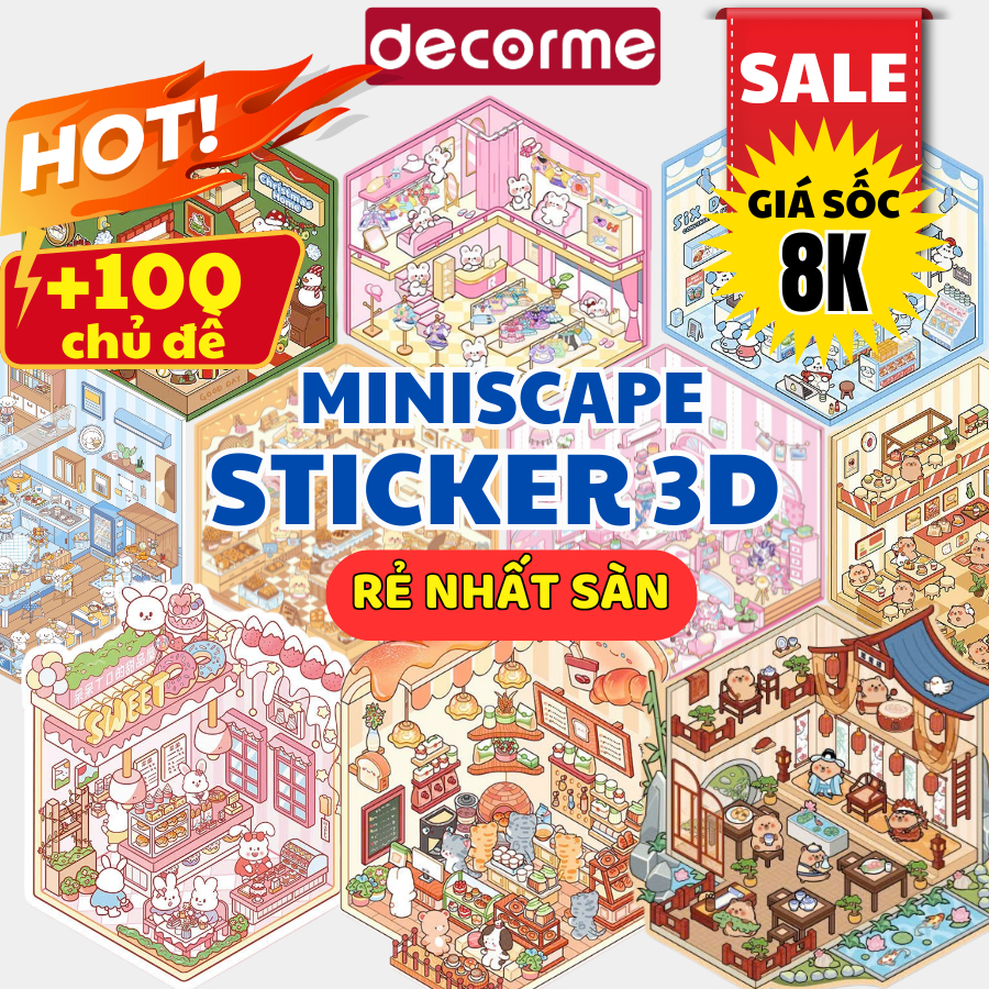 Sticker lưu trữ không gian 3D DecorMe MiniScape sticker 3D nhãn dán ...