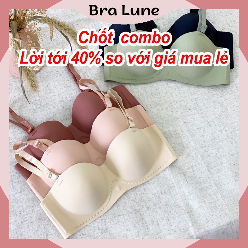 Set 3 áo lót nữ đúc su cúp ngang nâng ngực đệm bàn tay dày 2cm mã 17 Bra Áo Ngực Cúp Ngực ...