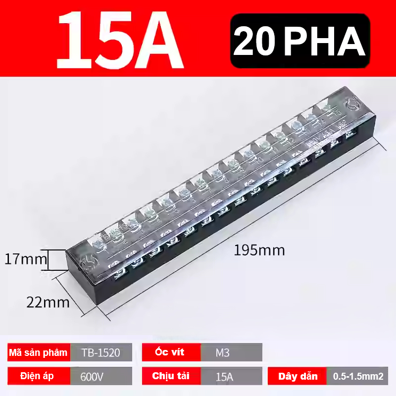 Cầu đấu dây điện Domino 15A từ 3 pha đến 20 pha | Shopee Việt Nam
