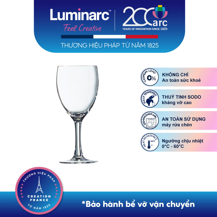 Bộ 6 Ly Rượu Vang Thuỷ Tinh Luminarc Elegance | Shopee Việt Nam