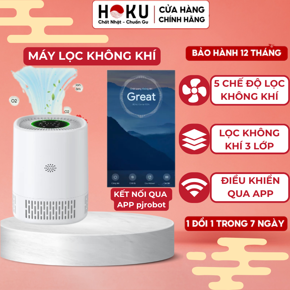 Máy Lọc Không khí DELAX, Nhỏ Gọn, 7000 Ion Cấp Ẩm, Lọc 99% Mạt Bụi ...