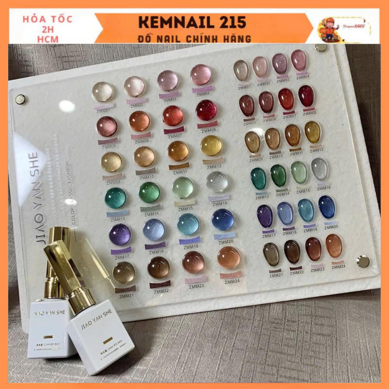 Sét sơn mắt mèo ánh trăng Jiao Yan She 24 màu kèm bảng màu mika chất ...