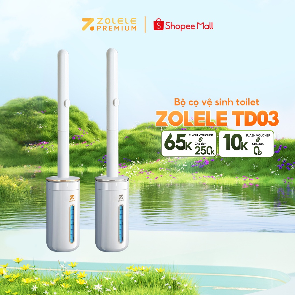 Bộ cọ vệ sinh toilet TD03 dùng 1 lần Zolele (Kèm Miếng Dán Tường) - Chính Hãng | Shopee Việt Nam