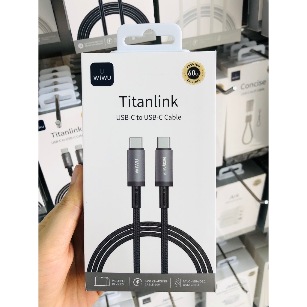 Cáp sạc nhanh WiWU 1,2m 60W Wi-C057 USB C sang USB C TITAN LINK Series ...